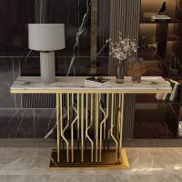 China 120cm Length Marble Narrow Entrance Console Table With Glossy Finish for sale