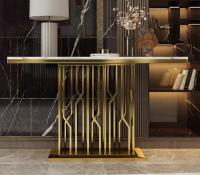 China 120cm Length Marble Narrow Entrance Console Table With Glossy Finish for sale