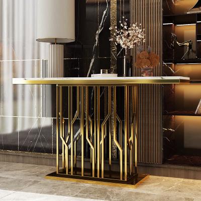 China 120cm Length Marble Narrow Entrance Console Table With Glossy Finish for sale