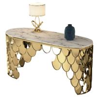 China Modern Entryway Marble Console Tables With Stainless Steel Base for sale