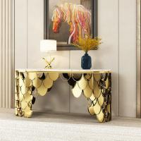 China Modern Entryway Marble Console Tables With Stainless Steel Base for sale