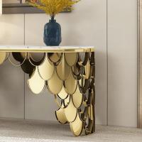 China Modern Entryway Marble Console Tables With Stainless Steel Base for sale