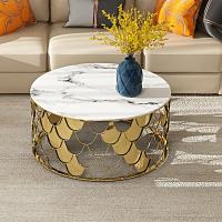 China Living Room Coffee End Table With Marble Top Stainless Steel Leg for sale