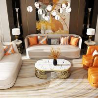 China Upscale Marble Oval Shaped White Coffee Table For Living Room for sale