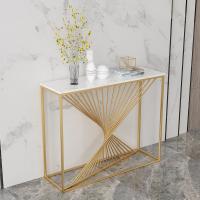 China Glossy Narrow Marble Top Console Foyer Table Width 45cm for sale