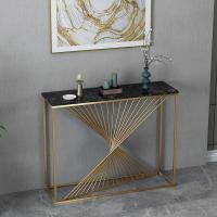 China Glossy Narrow Marble Top Console Foyer Table Width 45cm for sale