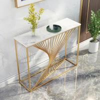 China Glossy Narrow Marble Top Console Foyer Table Width 45cm for sale