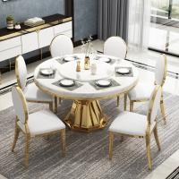 China Modern Stainless Steel Circle Marble Top Dining Table Length 1.3/1.5M for sale