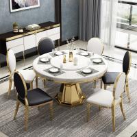 China Modern Stainless Steel Circle Marble Top Dining Table Length 1.3/1.5M for sale