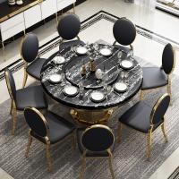 China Modern Stainless Steel Circle Marble Top Dining Table Length 1.3/1.5M for sale