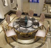 China Round Dining Room Stainless Steel Marble Tables Customized Color for sale
