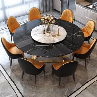 China Dining Room Turntable Marble Top Circle Dining Table Polished for sale