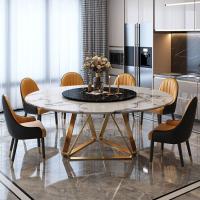 China Dining Room Turntable Marble Top Circle Dining Table Polished for sale