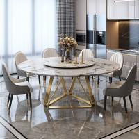 China Dining Room Turntable Marble Top Circle Dining Table Polished for sale