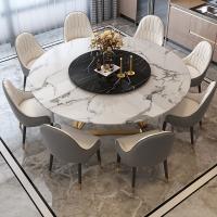 China Dining Room Turntable Marble Top Circle Dining Table Polished for sale