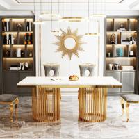 China Premium Stainless Steel Marble Dining Table For Upscale Dining for sale