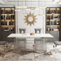 China Premium Stainless Steel Marble Dining Table For Upscale Dining for sale