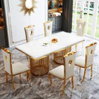 China Premium Stainless Steel Marble Dining Table For Upscale Dining for sale