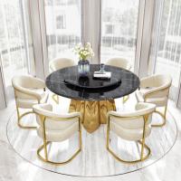 China Marble Round Turntable Dining Room Table With Stainless Steel Legs for sale