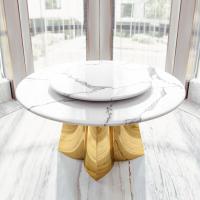 China Marble Round Turntable Dining Room Table With Stainless Steel Legs for sale