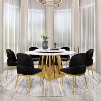 China Marble Round Turntable Dining Room Table With Stainless Steel Legs for sale