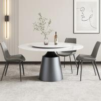 China Polished Marble Round Dining Room Tables With Stainless Steel Legs for sale