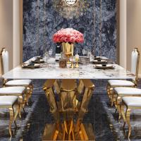 China Exquisite Stainless Steel Marble Dining Table For High-End DéCor for sale