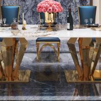 China Exquisite Stainless Steel Marble Dining Table For High-End DéCor for sale