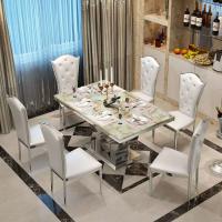 China Steel And Marble Apartment Dining Tables Light Luxury Length 1.6M for sale