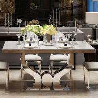 China Steel And Marble Apartment Dining Tables Light Luxury Length 1.6M for sale