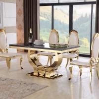 China Steel And Marble Apartment Dining Tables Light Luxury Length 1.6M for sale