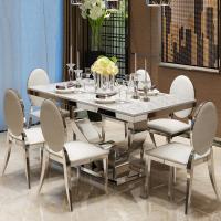 China Steel And Marble Apartment Dining Tables Light Luxury Length 1.6M for sale