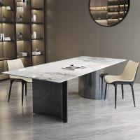 China Light Luxury Stainless Steel Marble Ballroom Dining Table Set for sale