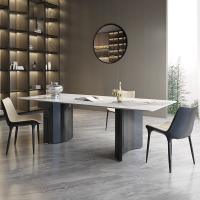 China Light Luxury Stainless Steel Marble Ballroom Dining Table Set for sale