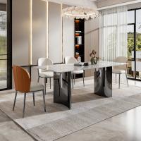 China Light Luxury Stainless Steel Marble Ballroom Dining Table Set for sale