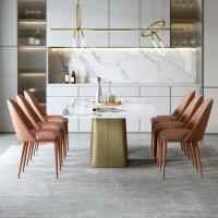 China Height 0.78M Light Luxury Stainless Steel Marble Dining Table For Six for sale