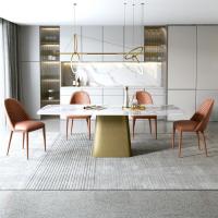 China Height 0.78M Light Luxury Stainless Steel Marble Dining Table For Six for sale