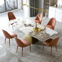 China Height 0.78M Light Luxury Stainless Steel Marble Dining Table For Six for sale