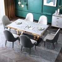 China Stainless Steel Marble Dining Table Chair Sets With Velvet / PU Seat for sale