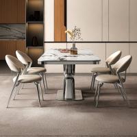 China Luxury Stainless Steel Marble Square Dining Room Tables Length 1.8M for sale