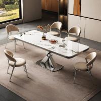 China Luxury Stainless Steel Marble Square Dining Room Tables Length 1.8M for sale