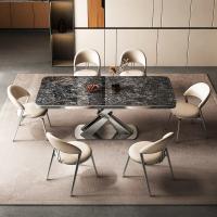 China Luxury Stainless Steel Marble Square Dining Room Tables Length 1.8M for sale