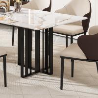 China Sophisticated Marble Dining Table With Shiny Stainless Steel Base for sale