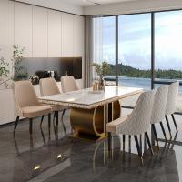 China Stainless Steel Marble Dining Table Rectangle Sophisticated Design for sale