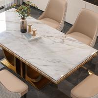 China Stainless Steel Marble Dining Table Rectangle Sophisticated Design for sale