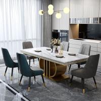 China Stainless Steel Marble Dining Table Rectangle Sophisticated Design for sale