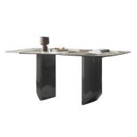 China Simple Stainless Steel Marble Villa Square Dining Room Table for sale
