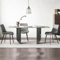 China Simple Stainless Steel Marble Villa Square Dining Room Table for sale