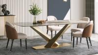 China Elegant Marble Dining Tables With Stainless Steel Legs - Bulk Orders for sale
