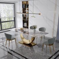China Length 1.8m/2m Marble Dining Tables With Stainless Steel Legs for sale
